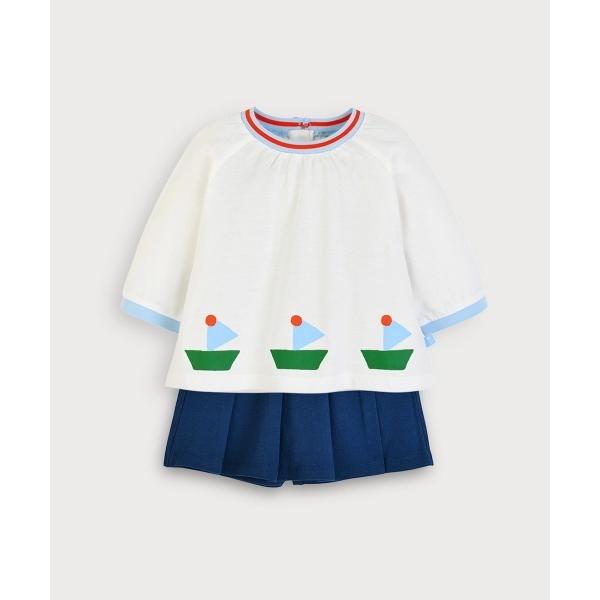 ZOZO問い合わせ番号:105590032ショップ:moimoln，モイモルンブランド:moimoln，モイモルン商品名:【セットアップ】バブルボート7分袖トップス＆スカート付きパンツカテゴリ:ジャケット/アウター>セットアップブラン...