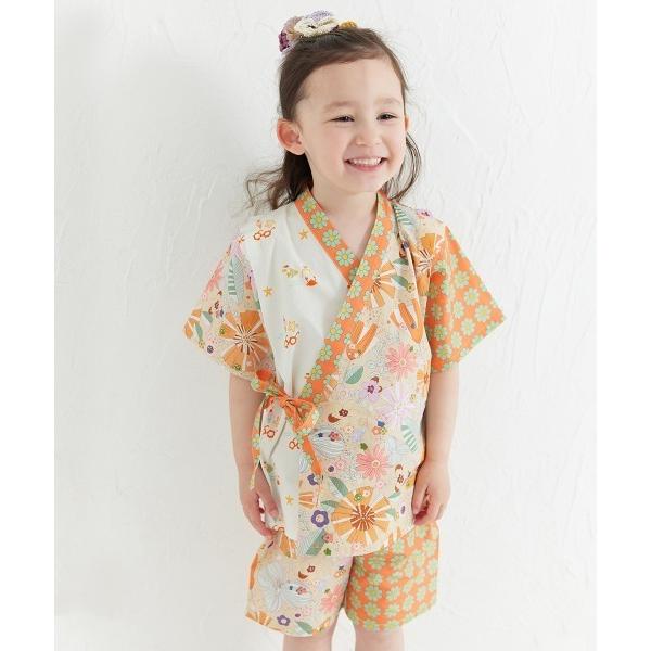 ZOZO問い合わせ番号:105590113ショップ:moimoln，モイモルンブランド:moimoln，モイモルン商品名:【MOEMUSISAN X moimoln】MIX柄GIRLキッズ甚平上下セットカテゴリ:水着/着物・浴衣>浴衣...