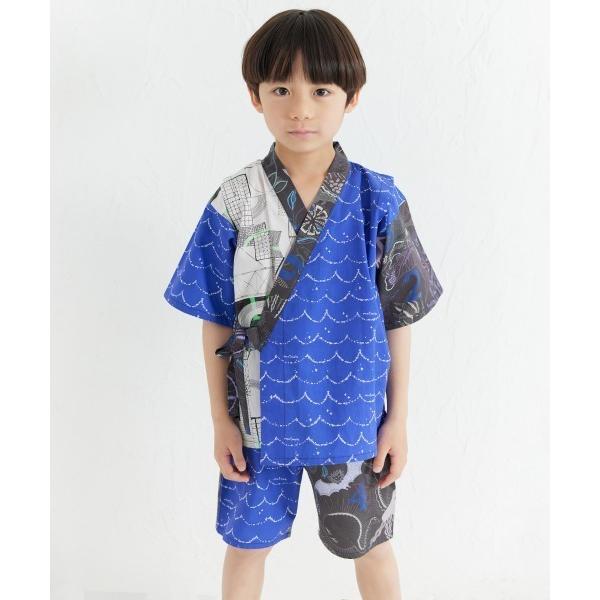 ZOZO問い合わせ番号:105590114ショップ:moimoln，モイモルンブランド:moimoln，モイモルン商品名:【MOEMUSISAN X moimoln】MIX柄BOYキッズ甚平上下セットカテゴリ:水着/着物・浴衣>浴衣ブ...