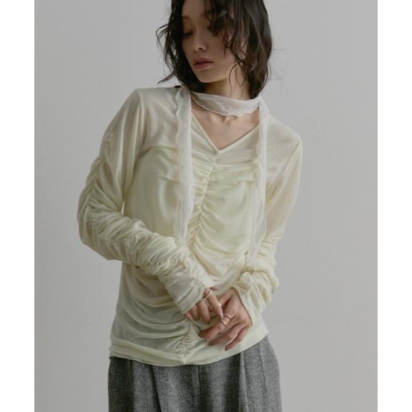 ZOZO問い合わせ番号:105590505ショップ:YARD PLUS/AUNT MARIE'S，ヤードプリュス/アントマリーズブランド:Aunt Marie's，アントマリーズ商品名:シャーリングシアートップスカテゴリ:トップス>T...