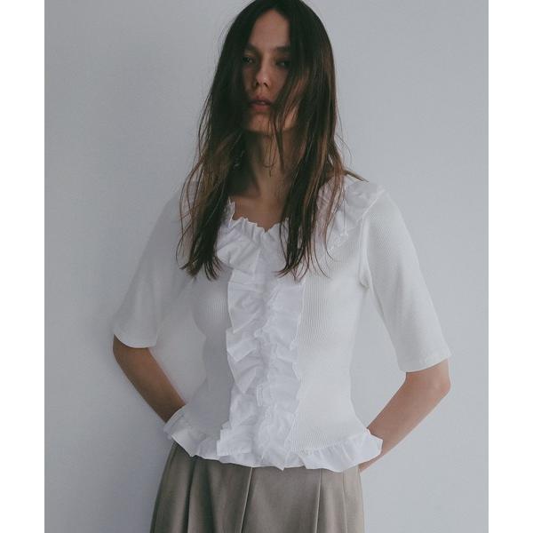 ZOZO問い合わせ番号:105591886ショップ:CLANE，クラネブランド:MANOF，マノフ商品名:FRILL NECK RIB TOPSカテゴリ:トップス>Tシャツ/カットソーブランド品番:80105-1193素材:表地：コッ...