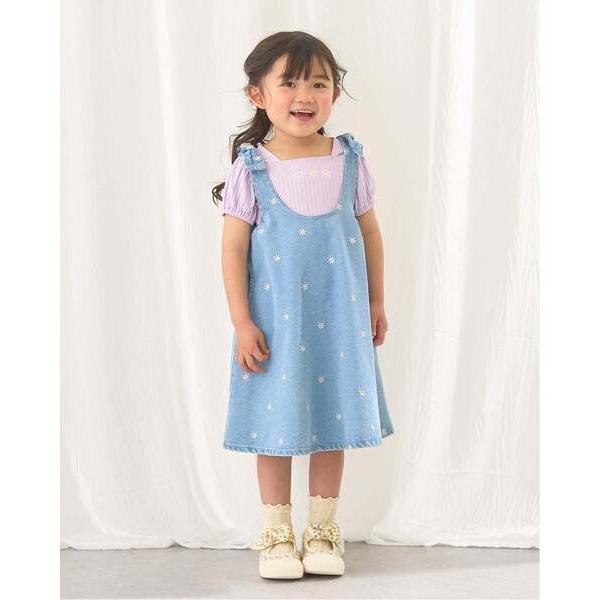 『タイムセール実施中』ZOZO問い合わせ番号:105663829ショップ:petit main，プティマインブランド:Lycee mine，リセマイン，petit main，プティマイン商品名:【ともデニ】アソート刺しゅう総柄フレアワンピー...