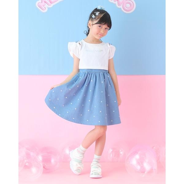 ZOZO問い合わせ番号:105663846ショップ:NARUMIYA ONLINE，ナルミヤ オンラインブランド:mezzo piano，メゾピアノ商品名:肩開き半袖Tシャツ＆星キャミワンピースセットカテゴリ:ワンピース/ドレス>ワン...