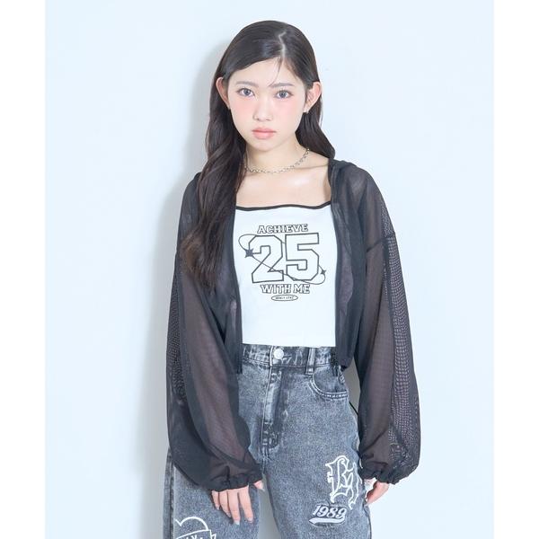 ZOZO問い合わせ番号:105663882ショップ:NARUMIYA ONLINE，ナルミヤ オンラインブランド:LOVETOXIC，ラブトキシック商品名:【LTXC/抗菌防臭】キャミつきメッシュパーカーカテゴリ:トップス>アンサンブ...