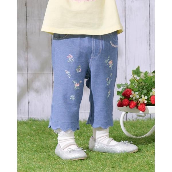 ZOZO問い合わせ番号:105663902ショップ:NARUMIYA ONLINE，ナルミヤ オンラインブランド:mezzo piano，メゾピアノ商品名:裾スカラップ花刺しゅう　7分丈カットソーパンツカテゴリ:パンツ>その他パンツブ...