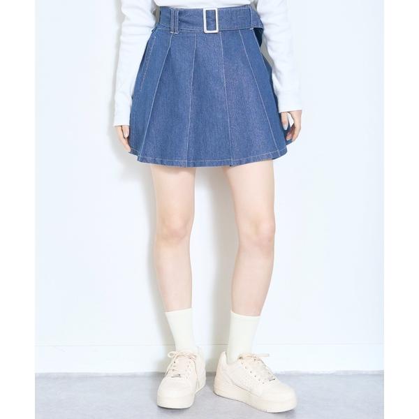 ZOZO問い合わせ番号:105663905ショップ:NARUMIYA ONLINE，ナルミヤ オンラインブランド:LOVETOXIC，ラブトキシック商品名:【LTXC】ベルトつきデニムプリーツスカートカテゴリ:スカート>スカートブラン...