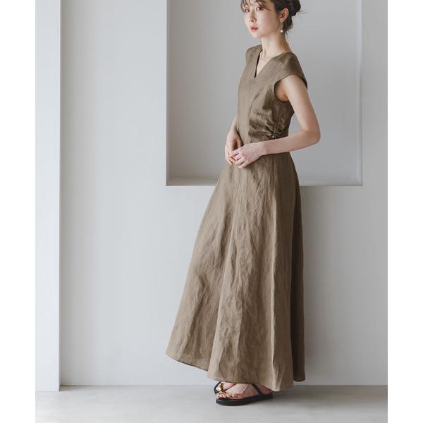 ZOZO問い合わせ番号:105699619ショップ:Spick &amp; Span，スピック アンド スパンブランド:NOBLE，ノーブル商品名:ウエストギャザーリネンフレアワンピースカテゴリ:ワンピース/ドレス>ワンピースブランド...