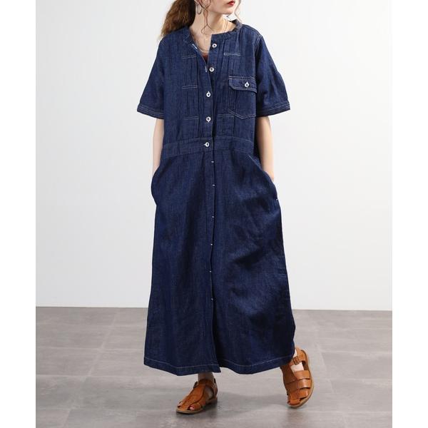 ZOZO問い合わせ番号:105700410ショップ:FUNALIVE，ファンアライブブランド:ubasoku，ウバソク，FUNALIVE，ファンアライブ商品名:ubasoku コットンリネンデニム胸元・カウスピンタック白太ステッチ半袖ジージ...