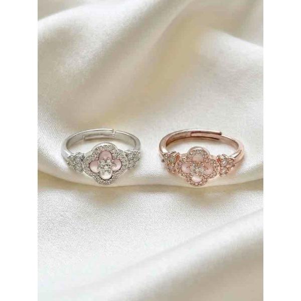 ZOZO問い合わせ番号:105702241ショップ:TONE，トーンブランド:tone，トーン商品名:【88eighty-eight】キラキラピンクビジュー四つ葉のクローバーリング【import】(MA)カテゴリ:アクセサリー>リング...