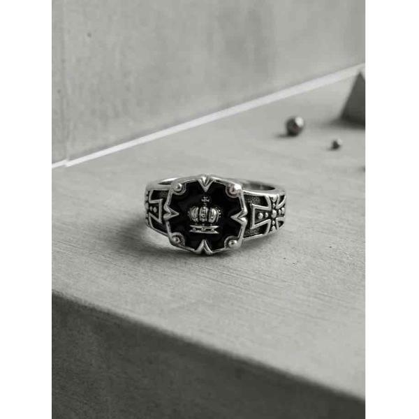 ZOZO問い合わせ番号:105702545ショップ:TONE，トーンブランド:tone，トーン商品名:【88eighty-eight】レトロヴィンテージブラックシルバークラウンリング【import】(MA)カテゴリ:アクセサリー>リン...
