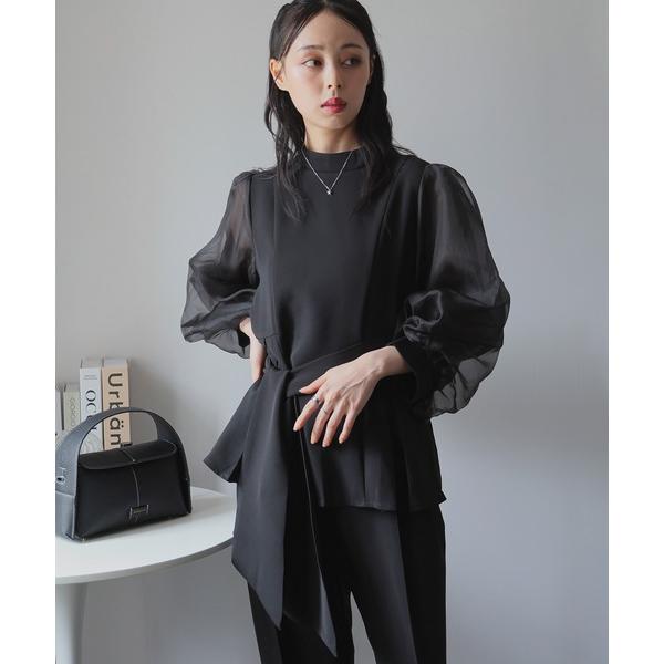 『タイムセール実施中』ZOZO問い合わせ番号:105702752ショップ:Doula Doula，ドゥーラドゥーラブランド:Doula Doula，ドゥーラドゥーラ商品名:【セットアップ】リボンタイ付きオーガンジー切り替えシアースリーブトッ...