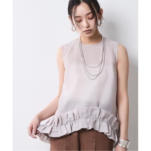『タイムセール実施中』ZOZO問い合わせ番号:105703383ショップ:SMILE LAND，スマイルランドブランド:CHIC STYLE，シックスタイル，SMILE LAND，スマイルランド商品名:裾フリルシアーノースリーブブラウス＜大...