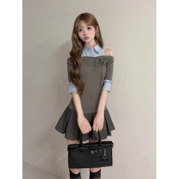 ZOZO問い合わせ番号:105703678ショップ:Darich，ダーリッチブランド:Darich，ダーリッチ商品名:シャツドッキングオフショルプリーツミニワンピースカテゴリ:ワンピース/ドレス>ワンピースブランド品番:1126140...