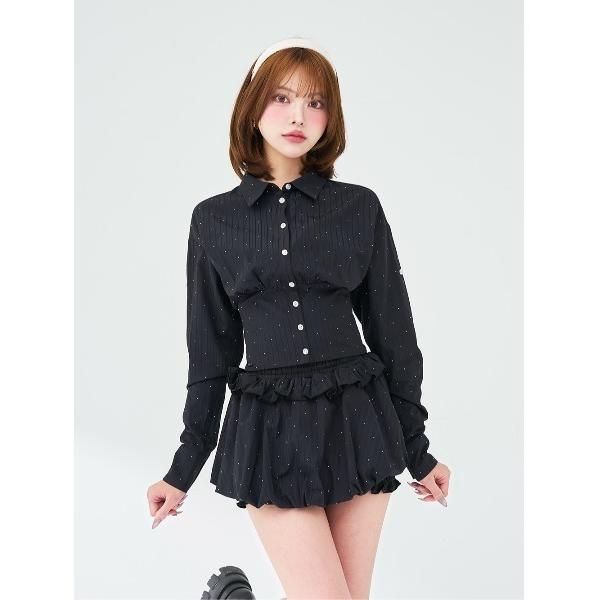 ZOZO問い合わせ番号:105703682ショップ:Darich，ダーリッチブランド:Darich，ダーリッチ商品名:ビジューシャツバルーンミニセットアップカテゴリ:ジャケット/アウター>セットアップブランド品番:112614055素...