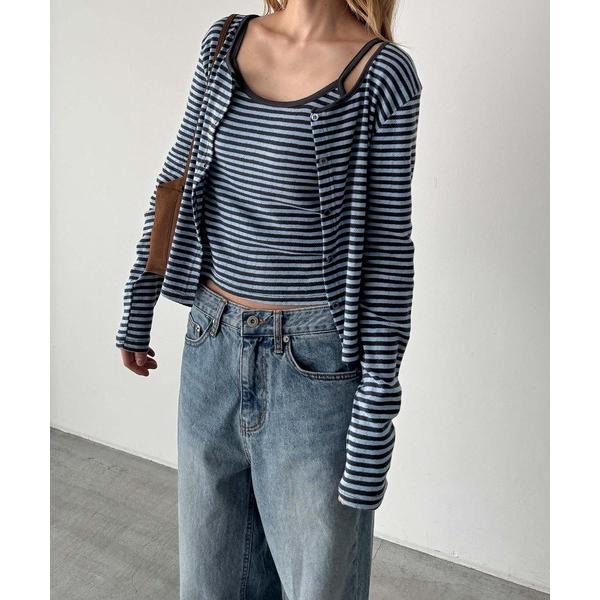 『タイムセール実施中』ZOZO問い合わせ番号:105740329ショップ:CANAL JEAN，キャナルジーンブランド:CANAL JEAN，キャナルジーン商品名:HARING　アイレットボーダーアンサンブルカテゴリ:トップス>アンサ...