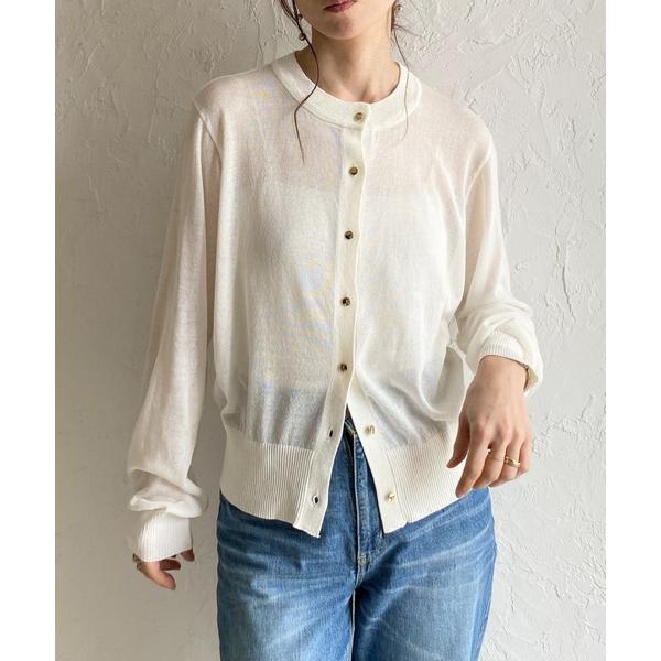 『タイムセール実施中』ZOZO問い合わせ番号:105740514ショップ:wears，ウェアーズブランド:She's Closet，シーズクローゼット商品名:UVカット 接触冷感 金ボタン 長袖 麻タッチ シアー ニットカーディガンカテゴリ...