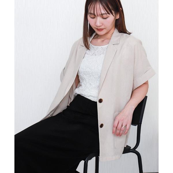 『タイムセール実施中』ZOZO問い合わせ番号:105742348ショップ:libelle more，リベル モアブランド:libelle more，リベル モア商品名:やわさらリネン半袖ジャケット〈洗濯機可能・吸水速乾・UVカット・抗菌防臭...