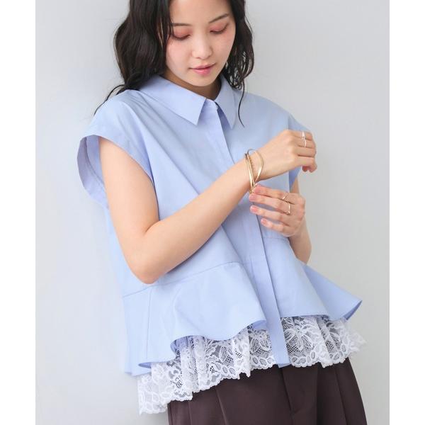 ZOZO問い合わせ番号:105742484ショップ:VIS，ビスブランド:VIS，ビス商品名:裾レース切替 襟付きフレンチスリーブブラウス/接触冷感・イージーケアカテゴリ:トップス>シャツ/ブラウスブランド品番:2026-A-BVH1...