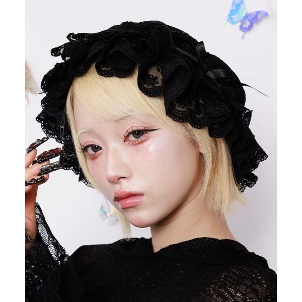 ZOZO問い合わせ番号:105742896ショップ:axes femme，アクシーズファムブランド:myu:loret，ミュウロレット商品名:リボン×フリルレースキャップカテゴリ:帽子>キャップブランド品番:TS639X34素材:(表...