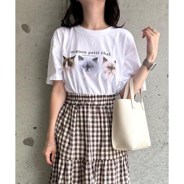 『タイムセール実施中』ZOZO問い合わせ番号:105743882ショップ:merrylatte，メリーラテブランド:etta，エタ商品名:ピンクリボン猫デザイン半袖Tシャツカテゴリ:トップス>Tシャツ/カットソーブランド品番:e37素...