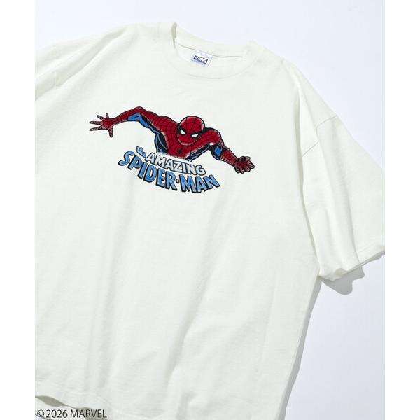 ZOZO問い合わせ番号:105780447ショップ:FREAK'S STORE，フリークスストアブランド:FREAK'S STORE，フリークスストア商品名:MARVEL/マーベル/スパイダーマン/クルーネックTシャツ/静電フロッキー加工カ...