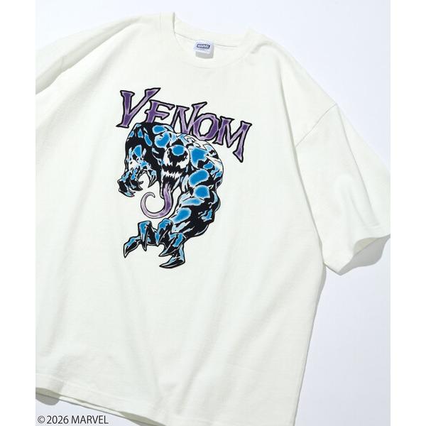 ZOZO問い合わせ番号:105780448ショップ:FREAK'S STORE，フリークスストアブランド:FREAK'S STORE，フリークスストア商品名:MARVEL/マーベル/ヴェノム/クルーネックTシャツ/静電フロッキー加工カテゴリ...