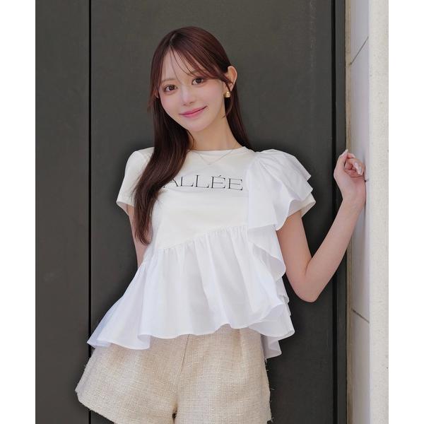 ZOZO問い合わせ番号:105782429ショップ:EIMY ISTOIRE，エイミーイストワールブランド:EIMY ISTOIRE，エイミーイストワール商品名:ALLEE FRILL TRIM TOPSカテゴリ:トップス>Tシャツ/...