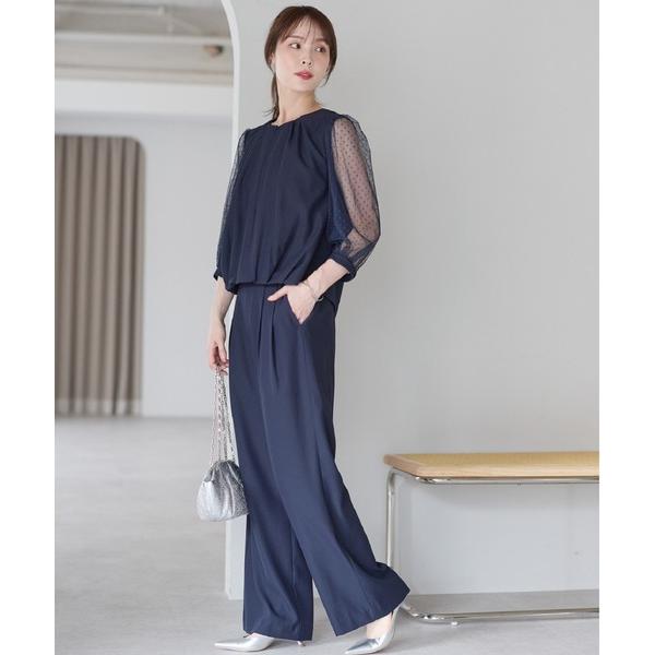 『タイムセール実施中』ZOZO問い合わせ番号:105782679ショップ:PREFERIR，プレフェリールブランド:PREFERIR，プレフェリール商品名:ドットチュール袖パンツドレス／結婚式・オケージョン対応セットアップ（体型カバー・ウエ...