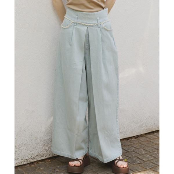 ZOZO問い合わせ番号:105782707ショップ:IF Div.，アイエフディビジョンブランド:OLUN，オルン商品名:fringe detail tuck denim pants/フリンジタックデニムパンツカテゴリ:パンツ>デニム...