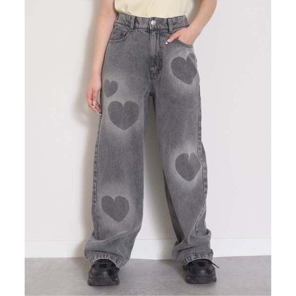 ZOZO問い合わせ番号:105821080ショップ:NARUMIYA ONLINE，ナルミヤ オンラインブランド:LOVETOXIC，ラブトキシック商品名:【LTXC】モチーフスプレーデニムワイドパンツカテゴリ:パンツ>その他パンツブ...