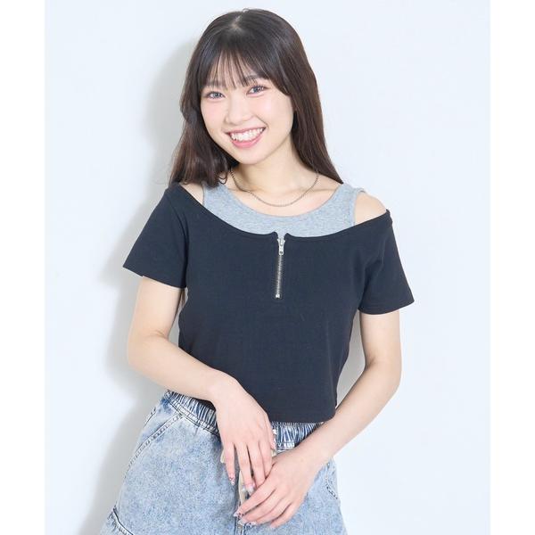 ZOZO問い合わせ番号:105821083ショップ:NARUMIYA ONLINE，ナルミヤ オンラインブランド:LOVETOXIC，ラブトキシック商品名:【LTXC/抗菌防臭】オフショルレイヤードテレコTカテゴリ:トップス>Tシャツ...