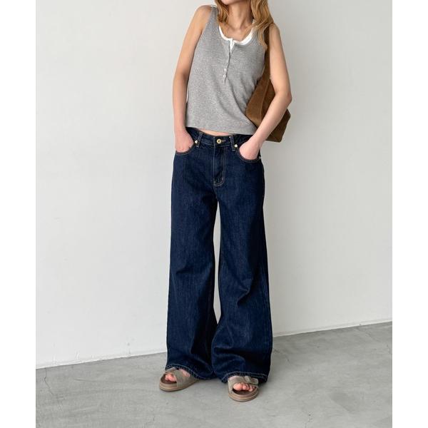 『タイムセール実施中』ZOZO問い合わせ番号:105822050ショップ:CANAL JEAN，キャナルジーンブランド:CANAL JEAN，キャナルジーン，El mar，エルマール商品名:El mar　ワイドフレアデニムパンツ 605カテ...