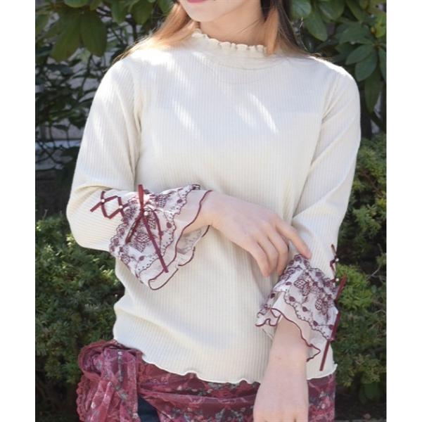 ZOZO問い合わせ番号:105823484ショップ:axes femme，アクシーズファムブランド:axes femme，アクシーズファム商品名:苺チュールレース七分袖ＰＯカテゴリ:トップス>Tシャツ/カットソーブランド品番:IM11...