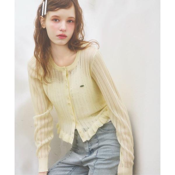ZOZO問い合わせ番号:105824493ショップ:Heather，ヘザーブランド:Heather，ヘザー商品名:モチーフシアーフリルカーディガン　670472カテゴリ:トップス>カーディガン/ボレロブランド品番:670472素材:再...