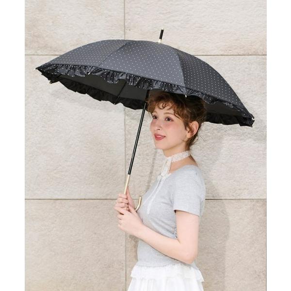 ZOZO問い合わせ番号:105826193ショップ:tutuanna，チュチュアンナブランド:tutuanna，チュチュアンナ商品名:[UVカット・遮光率100％]フリル付きドット柄日傘（晴雨兼用）カテゴリ:ファッション雑貨>長傘ブラ...