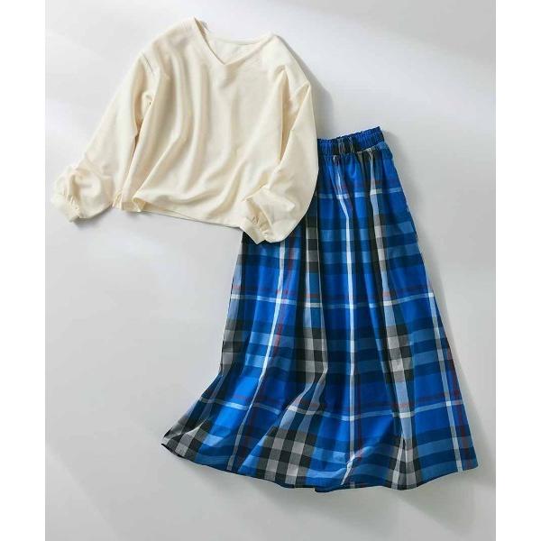 ZOZO問い合わせ番号:105826248ショップ:FELISSIMO，フェリシモブランド:Live in comfort，リブインコンフォート商品名:リブ　イン　コンフォート　パッと着るだけでサマになる　トップス＆スカートセット〈アイボリ...
