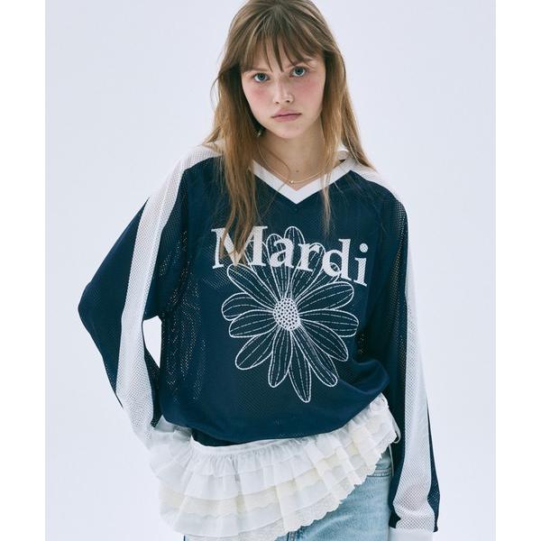 ZOZO問い合わせ番号:105826694ショップ:Mardi Mercredi，マルディメクルディブランド:Mardi Mercredi，マルディメクルディ商品名:MESH JERSEY TOP LONG SLEEVE FLOWERMAR...