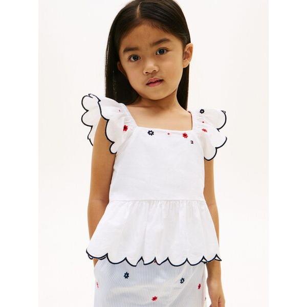 ZOZO問い合わせ番号:105829637ショップ:TOMMY HILFIGER，トミー ヒルフィガーブランド:TOMMY HILFIGER，トミーヒルフィガー商品名:GIRLS コットンフラワーブラウスカテゴリ:トップス>シャツ/ブ...