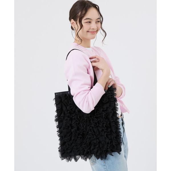 ZOZO問い合わせ番号:105833039ショップ:LeSportsac，レスポートサックブランド:LeSportsac，レスポートサック商品名:RUFFLE LG EMERALD TOTE ブラックレースラッフルカテゴリ:バッグ>ト...