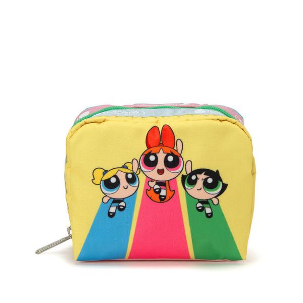 ZOZO問い合わせ番号:105833059ショップ:LeSportsac，レスポートサックブランド:LeSportsac，レスポートサック商品名:SQUARE COSMETIC パワーパフ ガールズイエロー/ミントスクエアコスメティックカテ...