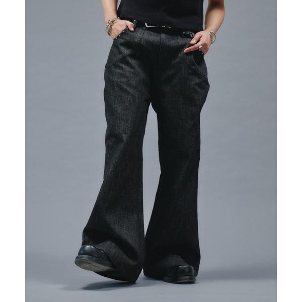 ZOZO問い合わせ番号:105865512ショップ:FTW，エフティーダブリューブランド:ANDER HUNK，アンダーハンク商品名:Studs Design Rigid Flare Denim / スタッズデザインリジットフレアデニムカテ...