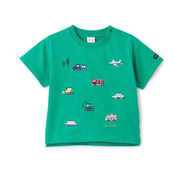 ZOZO問い合わせ番号:105938048ショップ:petit main，プティマインブランド:petit main，プティマイン商品名:【接触冷感】働く車刺しゅう半袖Tシャツカテゴリ:トップス>Tシャツ/カットソーブランド品番:95...