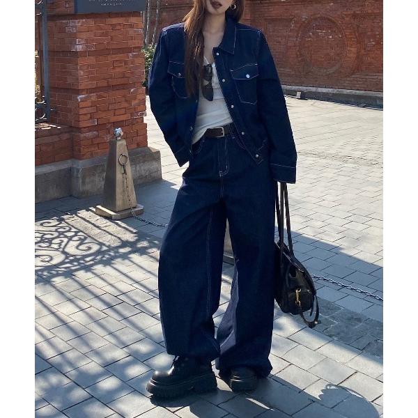 『タイムセール実施中』ZOZO問い合わせ番号:105974558ショップ:Ulysses，ユリシスブランド:FAVORITO，ファヴォリート商品名:デニム襟付きジャケットワイドパンツセットアップカテゴリ:ジャケット/アウター>セットア...