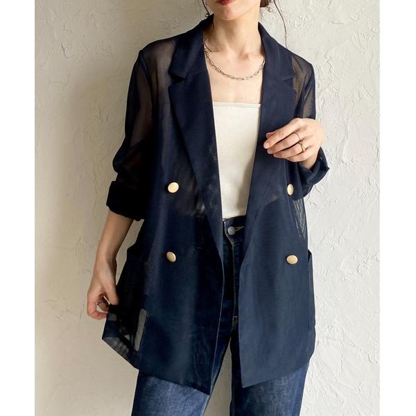 『タイムセール実施中』ZOZO問い合わせ番号:105974638ショップ:wears，ウェアーズブランド:She's Closet，シーズクローゼット商品名:金ボタン 長袖 ダブル シアー メッシュ テーラードジャケットカテゴリ:ジャケット...