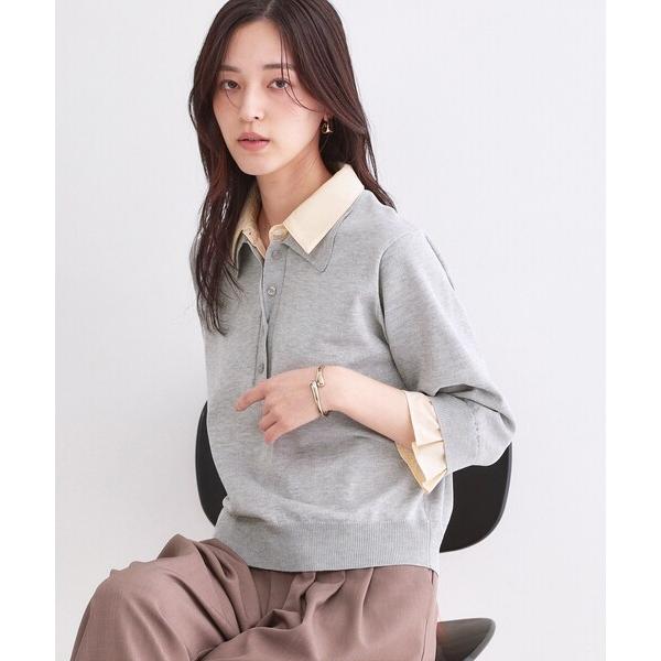 ZOZO問い合わせ番号:105974717ショップ:OPAQUE.CLIP，オペークドットクリップブランド:OPAQUE.CLIP，オペークドットクリップ商品名:シャツレイヤード風ポロニット【洗濯機OK】カテゴリ:トップス>ニット/セ...