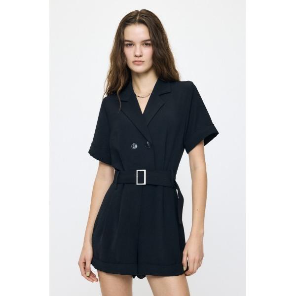 ZOZO問い合わせ番号:105976201ショップ:MOUSSY，マウジーブランド:MOUSSY，マウジー商品名:BELTED SHORT SLEEVE ジャンプスーツカテゴリ:オールインワン・サロペット>つなぎ/オールインワンブラン...