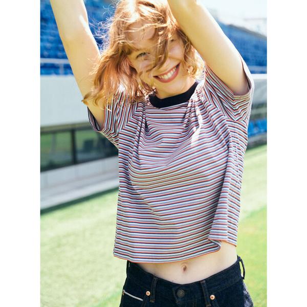 ZOZO問い合わせ番号:106013024ショップ:Bshop，ビショップブランド:GYMPHLEX，ジムフレックス，Bshop，ビショップ商品名:Gymphlex | マルチボーダー クルーネック半袖Tシャツ WOMENカテゴリ:トップス...