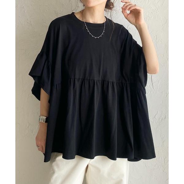 『タイムセール実施中』ZOZO問い合わせ番号:106014393ショップ:wears，ウェアーズブランド:She's Closet，シーズクローゼット商品名:接触冷感 綿100% フリル袖 切り替えギャザー ペプラム 半袖Tシャツカテゴリ:...