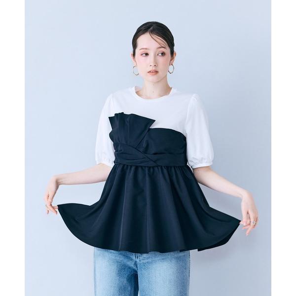 ZOZO問い合わせ番号:106014470ショップ:Rose Tiara，ローズティアラブランド:Audie a Muses，オーディアミューズ商品名:タックリボン異素材カットソーカテゴリ:トップス>Tシャツ/カットソーブランド品番:...