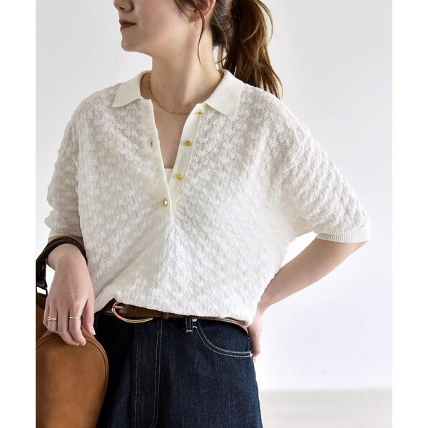 ZOZO問い合わせ番号:106015836ショップ:SHIPS for women，シップス フォー ウィメンブランド:quaranciel，カランシエル，SHIPS，シップス商品名:quaranciel:〈手洗い可能〉透かし編み ポロ ニ...